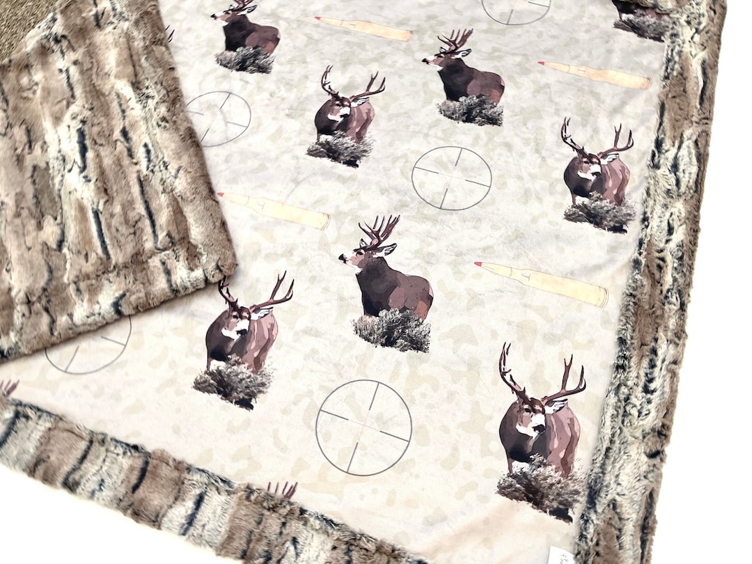 Personalized Deer Hunting Blanketmule Deer Hunter Minky Blanketfaux Fur ...
