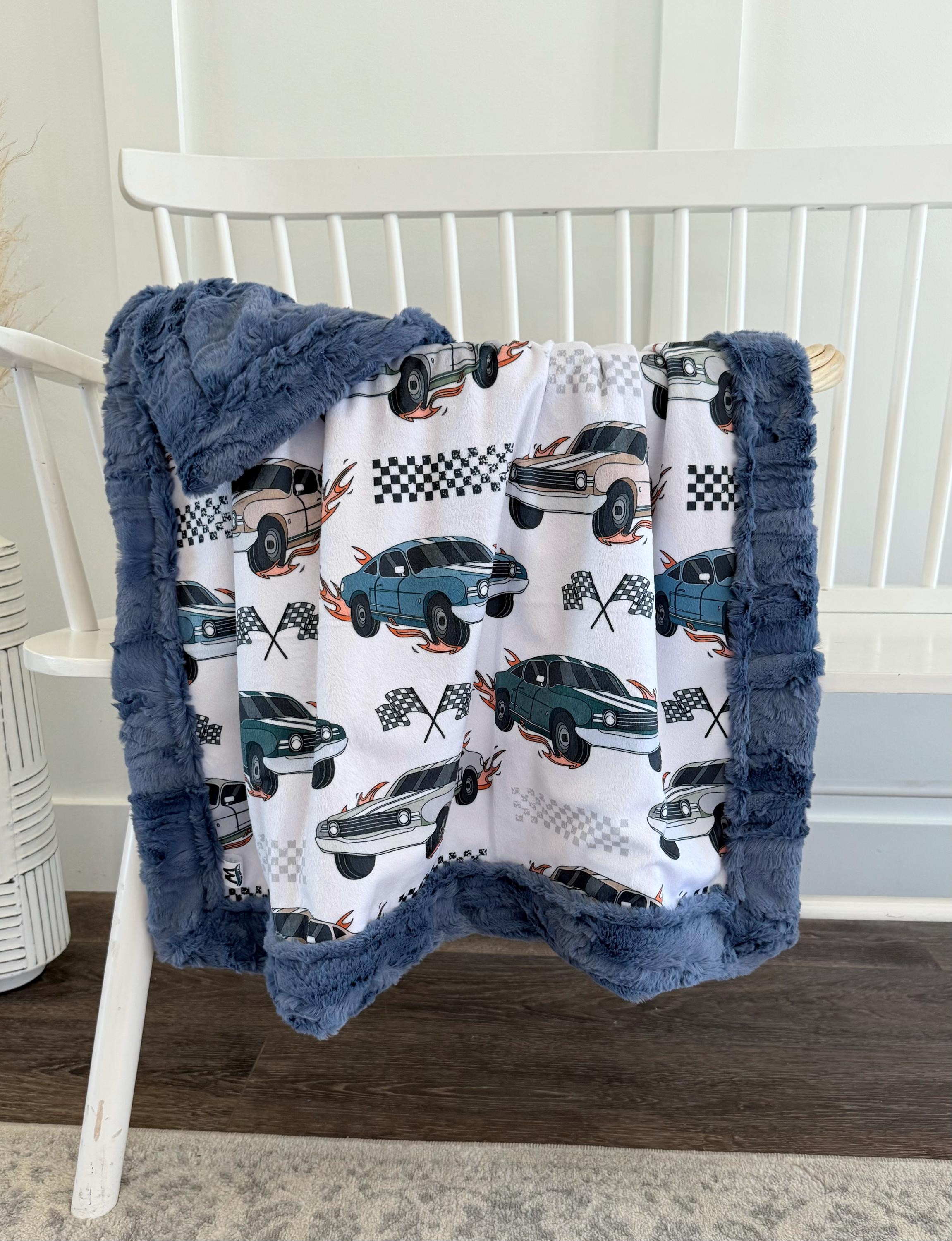 Race Car Baby Boy Minky Blanket for Classic Car Lover Gift for Men ...