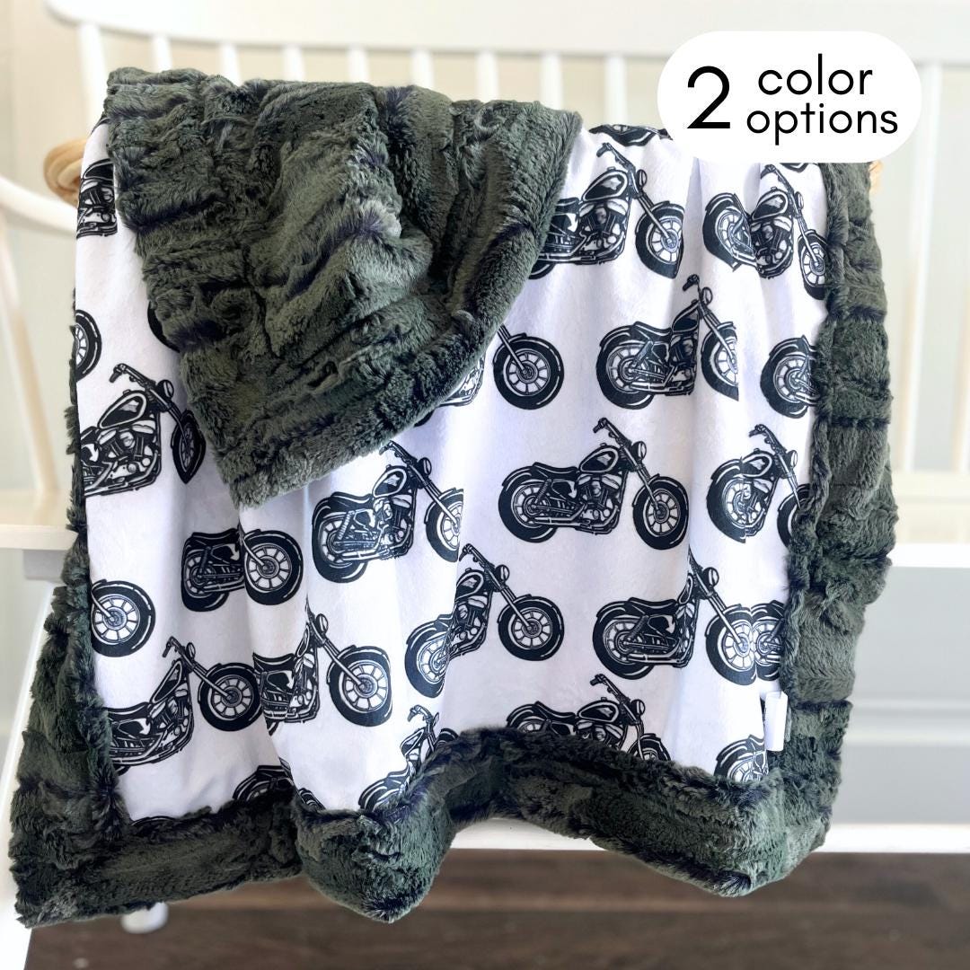 Custom Baby Boy Motorcycle Blanket for Biker Baby Name Blanket Harley ...