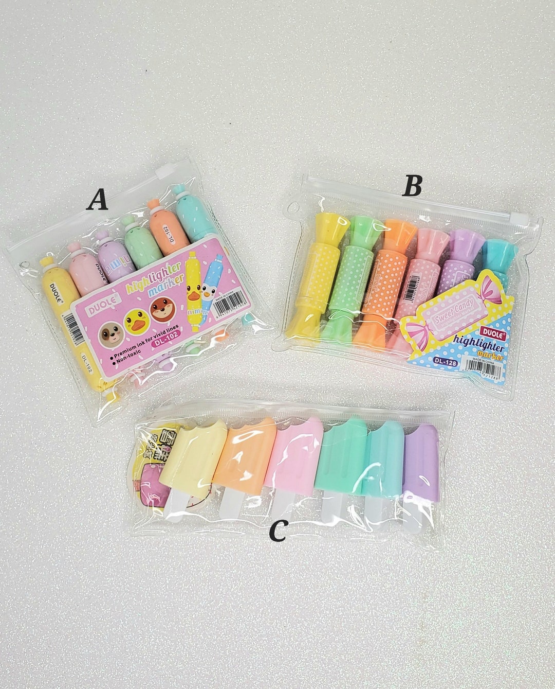Kawaii Pastel Highlighters, Sweet Candy, Popsicle, Animal Highlighters ...