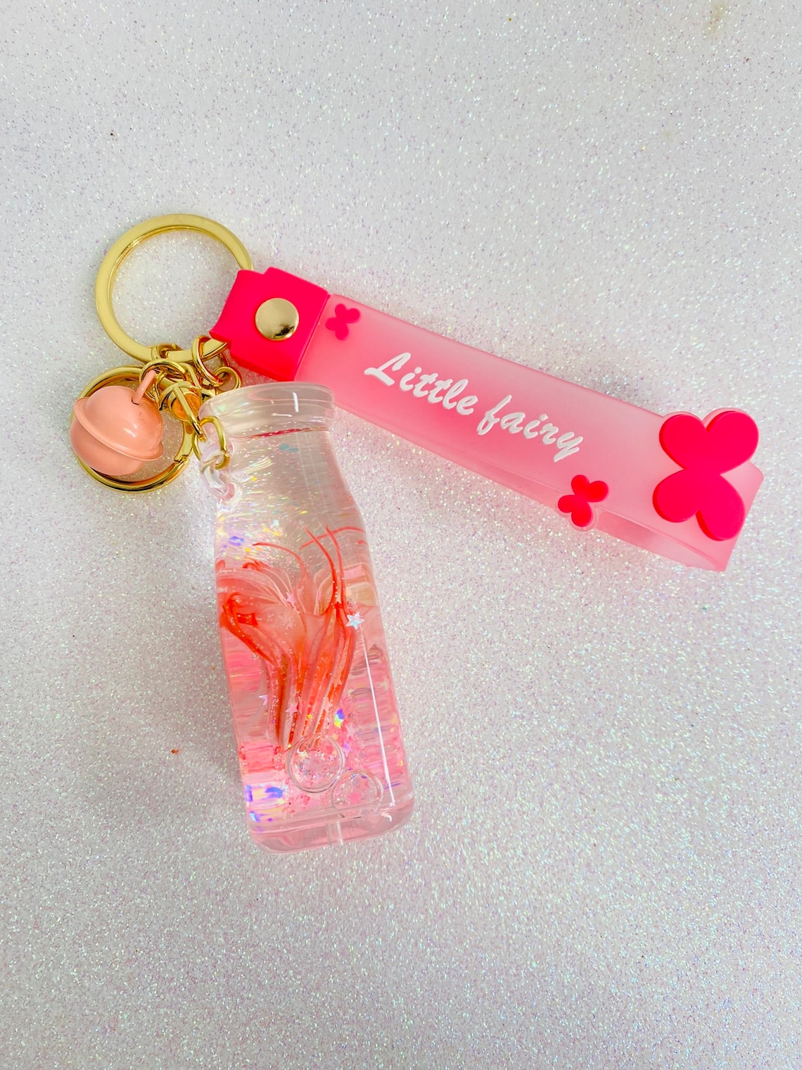 Glitter Star Flower Liquid Keychain Butterfly Keychain - Etsy