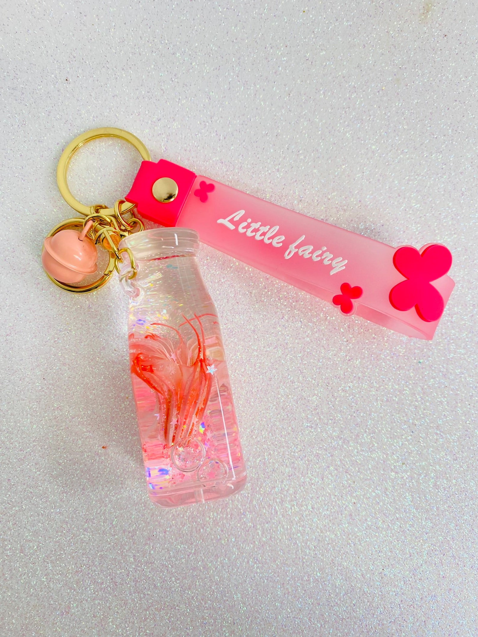 Glitter Star Flower Liquid Keychain Butterfly Keychain - Etsy
