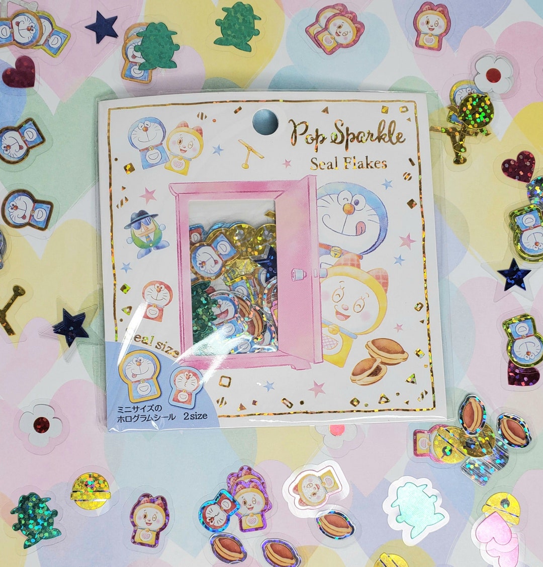 Doraemon Pop Sparkle Seal Flakes Kawaii Stickers - Etsy