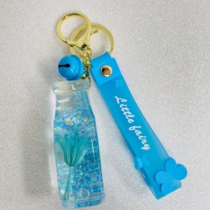 Glitter Star Flower Liquid Keychain, Butterfly Keychain, Kawaii ...