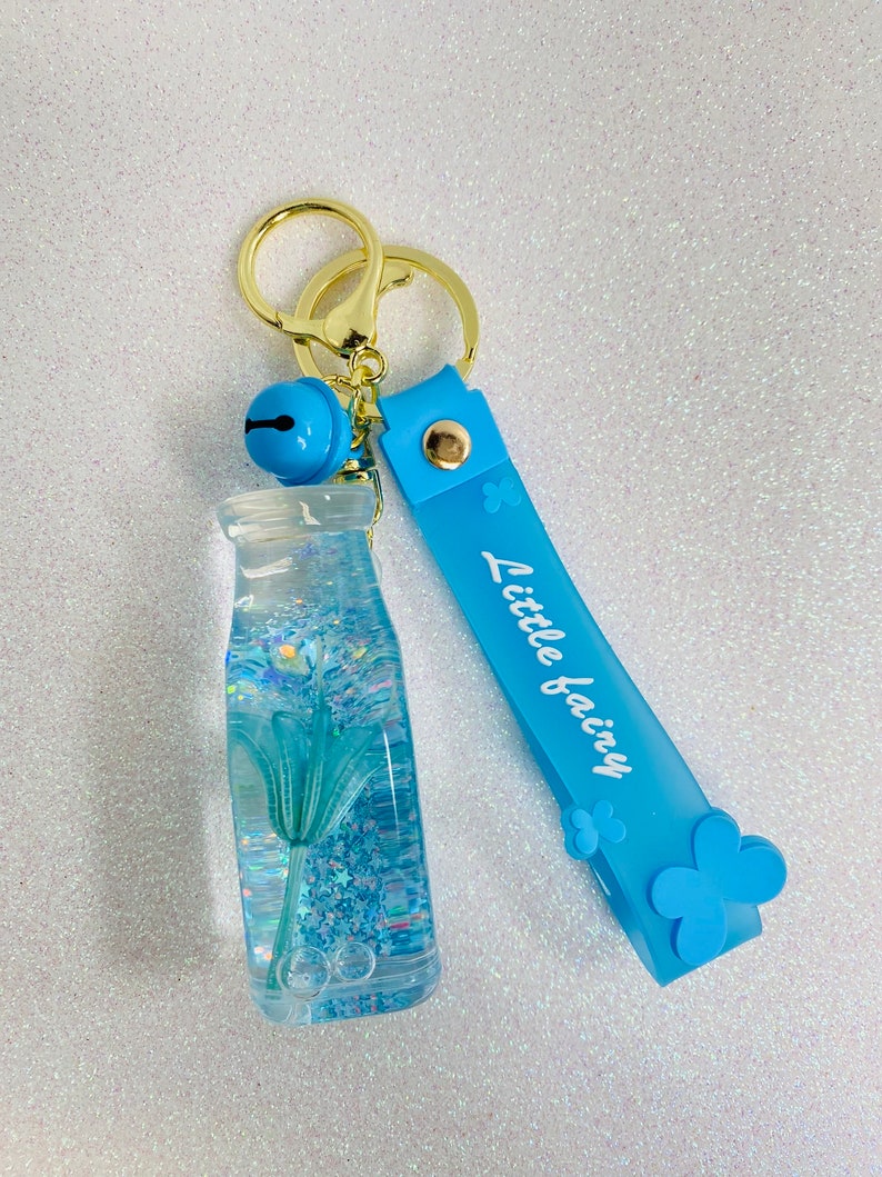 Glitter Star Flower Liquid Keychain Butterfly Keychain - Etsy