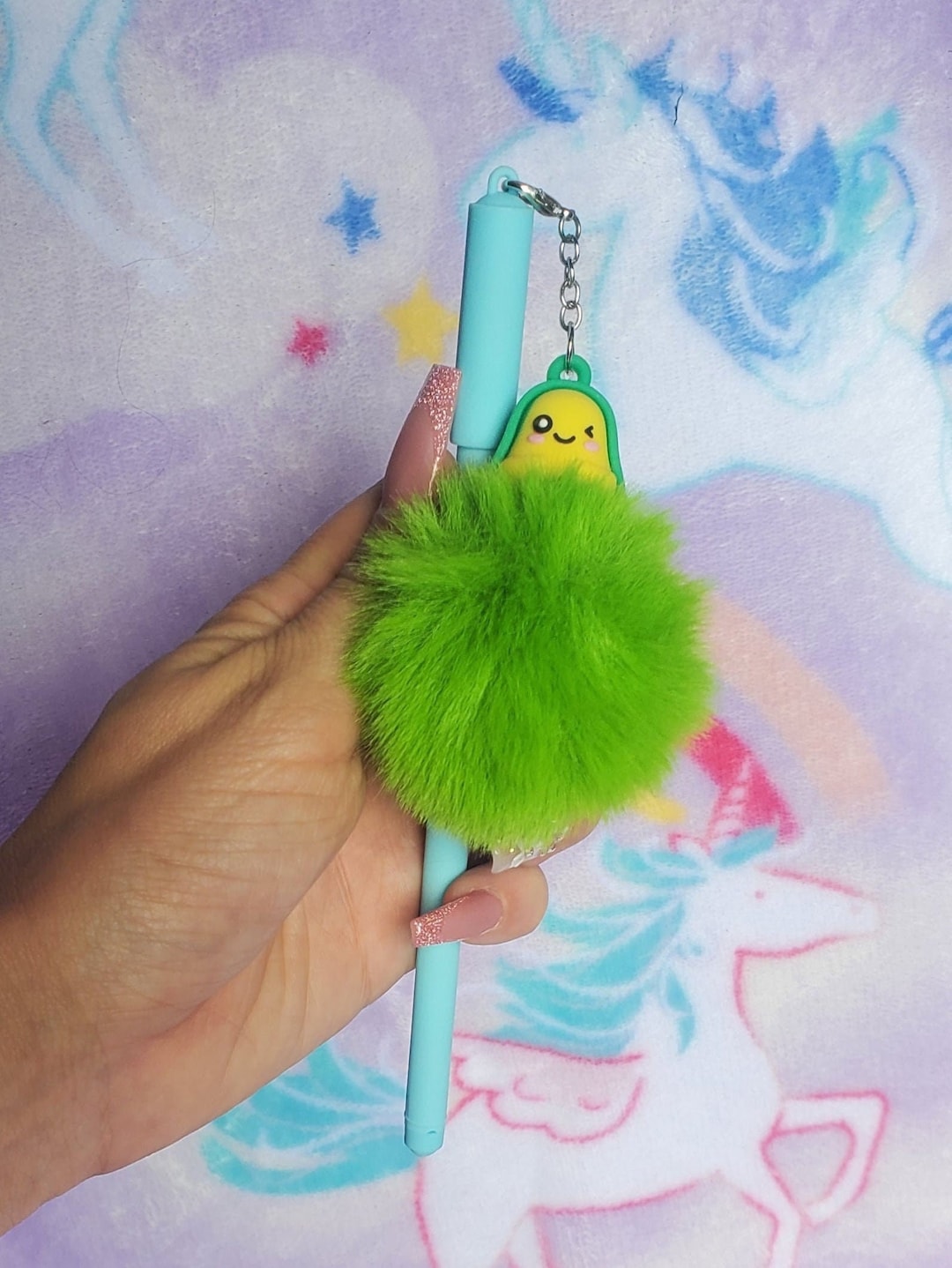 Kawaii Avocado Pom Pom Gel Pen - Etsy