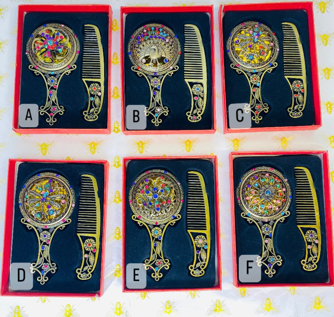 Mini Mirror & Hair Brush Set - Etsy