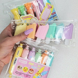 Kawaii Pastel Highlighters, Sweet Candy, Popsicle, Animal Highlighters ...
