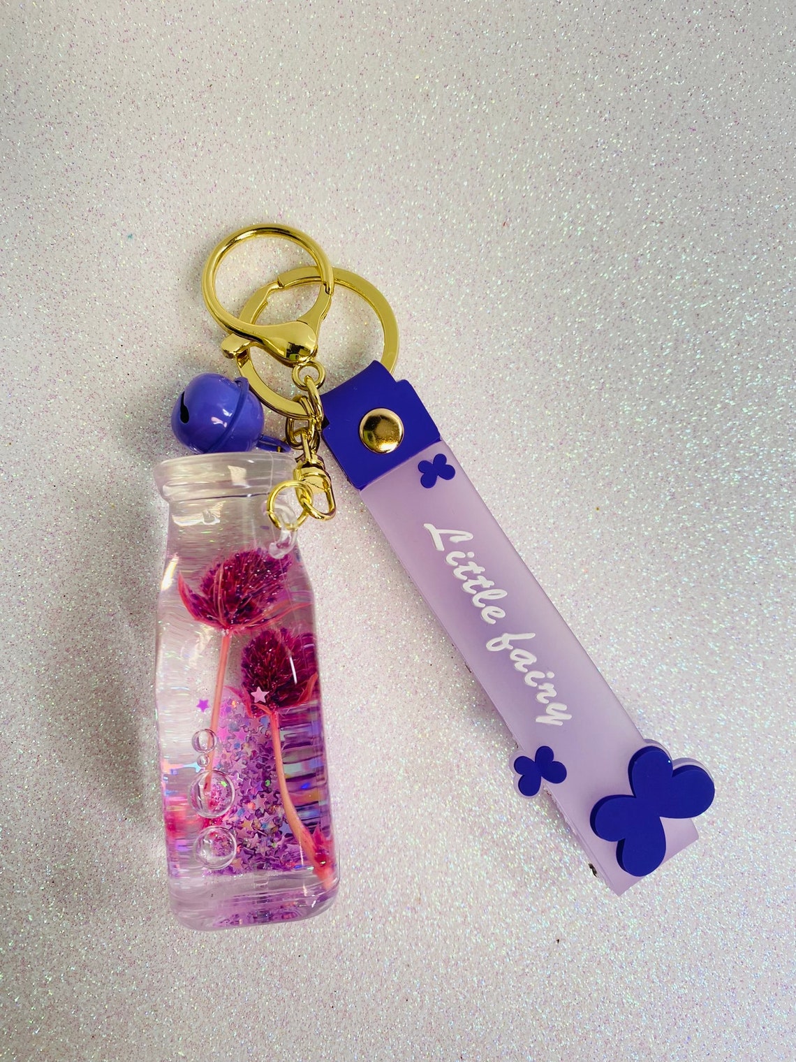 Glitter Star Flower Liquid Keychain Butterfly Keychain - Etsy