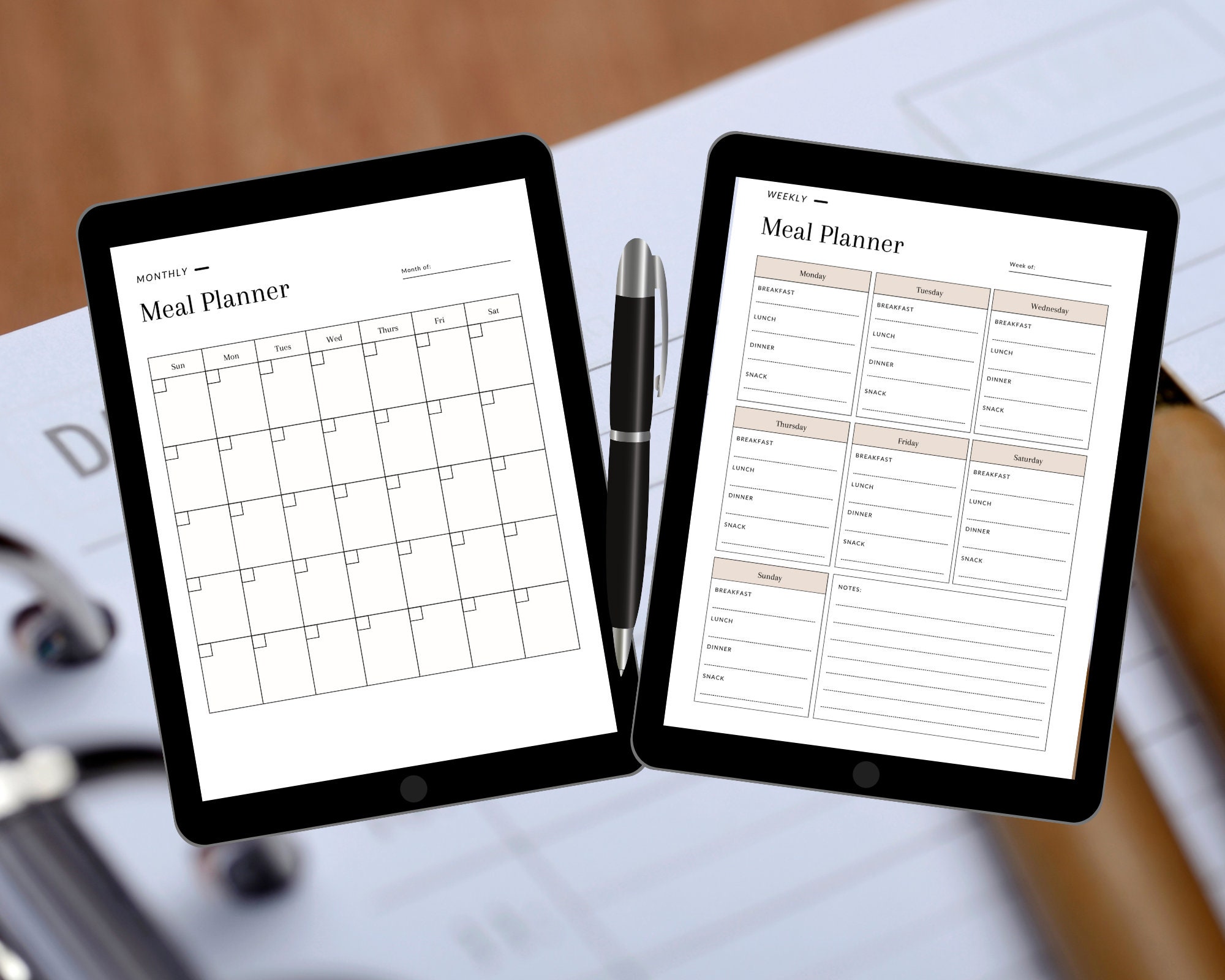 Printable and Editable Meal Planner, Meal Tracker, Food Journal, Menu ...