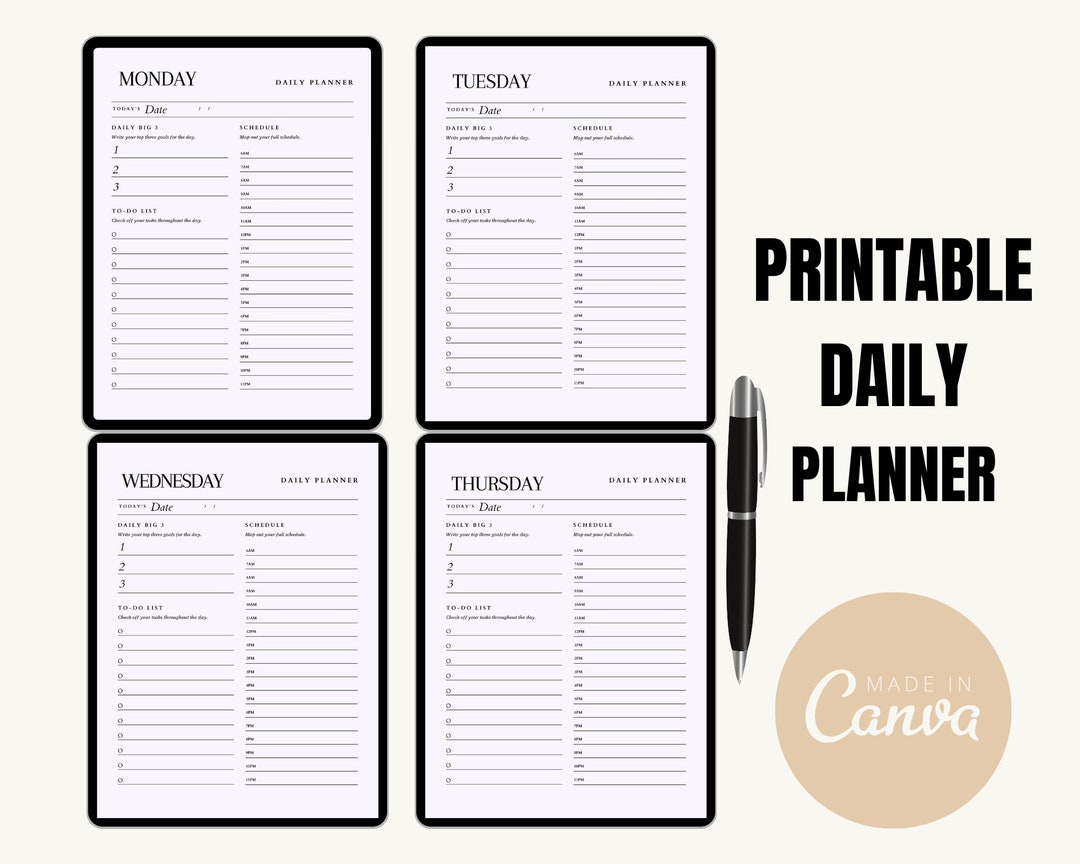 Editable and Printable Daily Planner, Day to Day Planner, to Do List ...