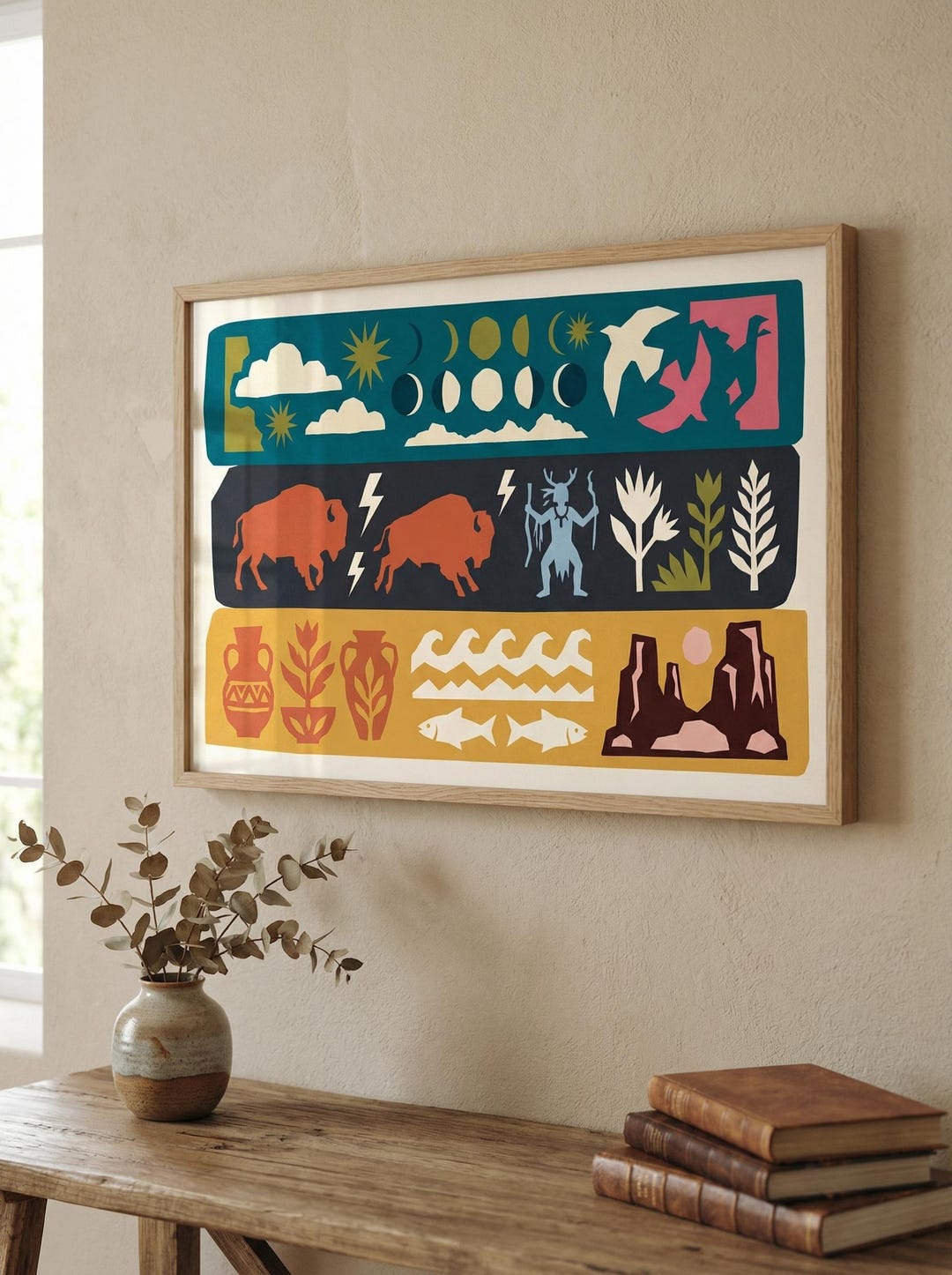 Mythic Storytelling Folk Art Print, Primitive Symbolism, Ancient ...