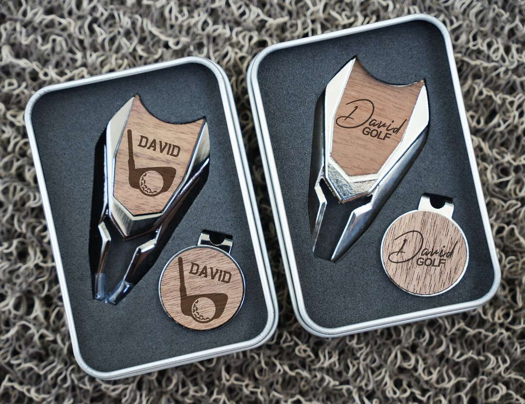 Golf Divot Repair and Ball Marker Set, Personalized Engraved Divot Tool ...