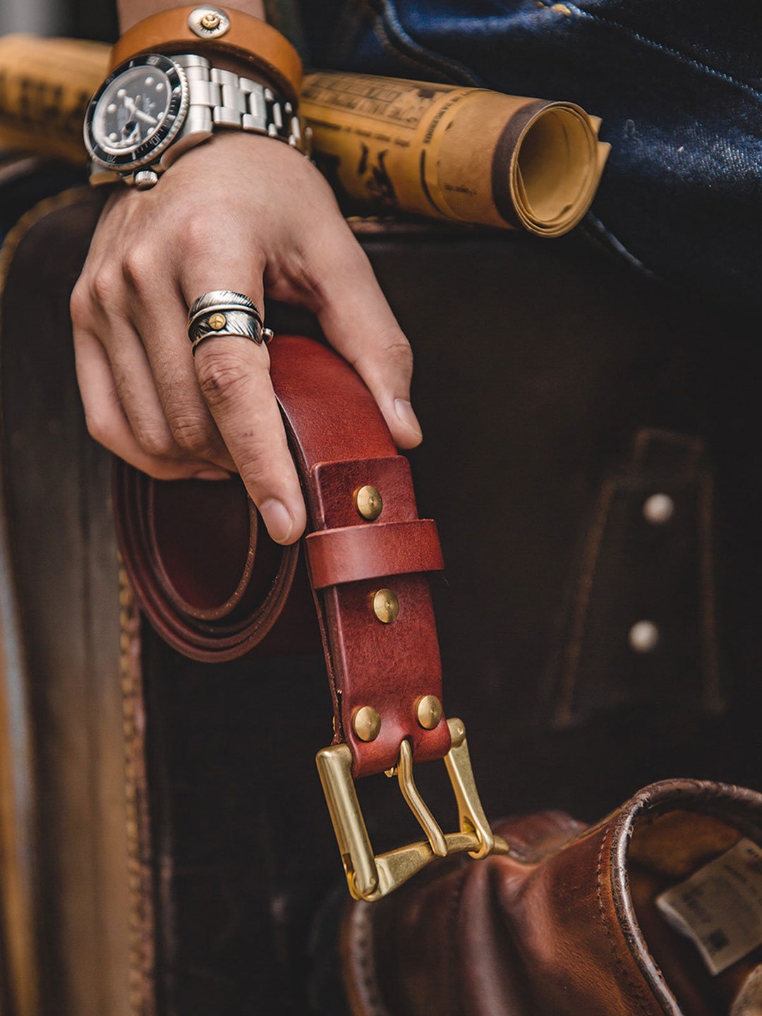 Fire Fighter Belt, Vegetable Tanned Belt, Vintage Style Belt, Brass ...