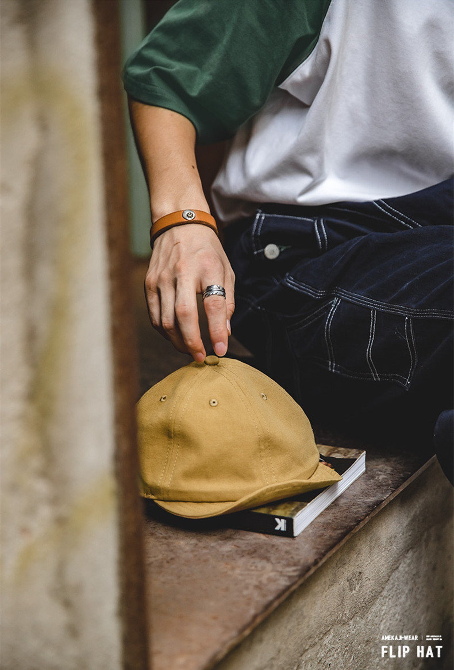 Retro Flip Hat Flip Cap With Leather Adjustable Belt Denim - Etsy