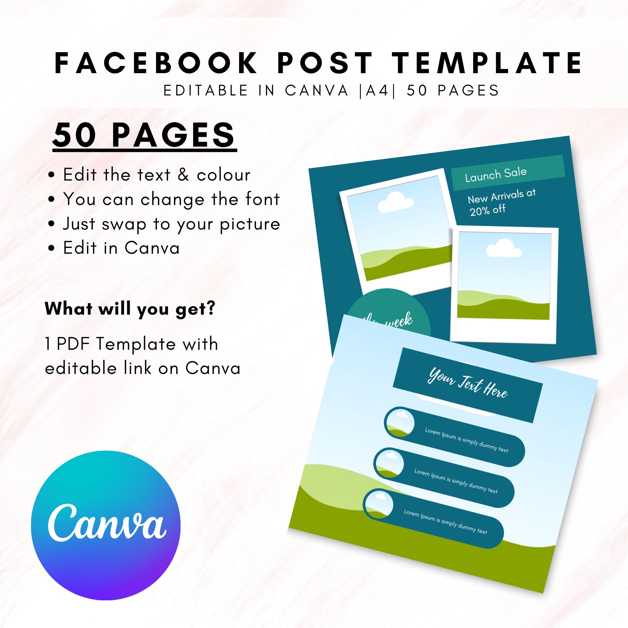 Facebook Post Templates, Editable on Canva Template, Instagram Post ...