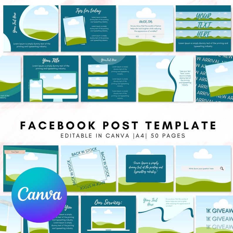 Facebook Post Templates Editable on Canva Template Instagram | Etsy