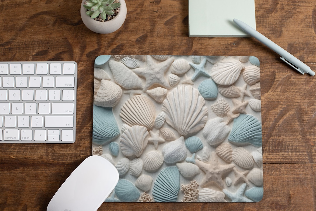 Seashell Mouse Pad: Beach Theme Office Desk Mat - Etsy