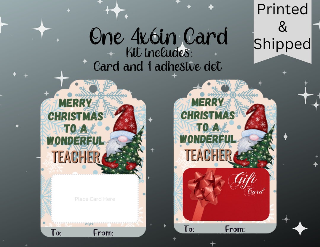 Teacher Christmas Gift Teacher Gift Card Gift Card Stocking Stuffer ...