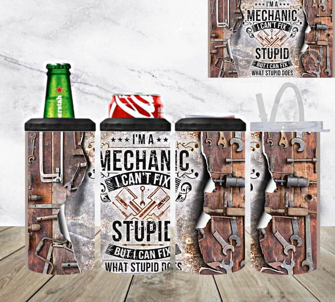 Mechanic 4 in 1 Can Cooler | Gift for Mechanic | Mechanic Mug | Skinny ...