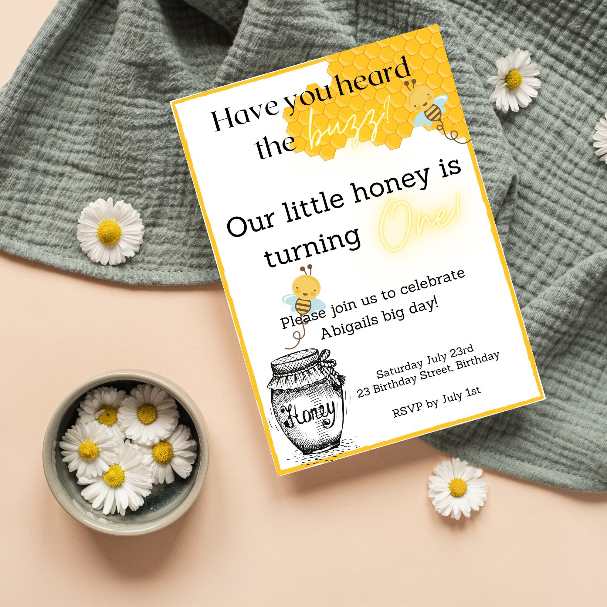 Invitación editable del 1er cumpleaños, invitación personalizada de ...