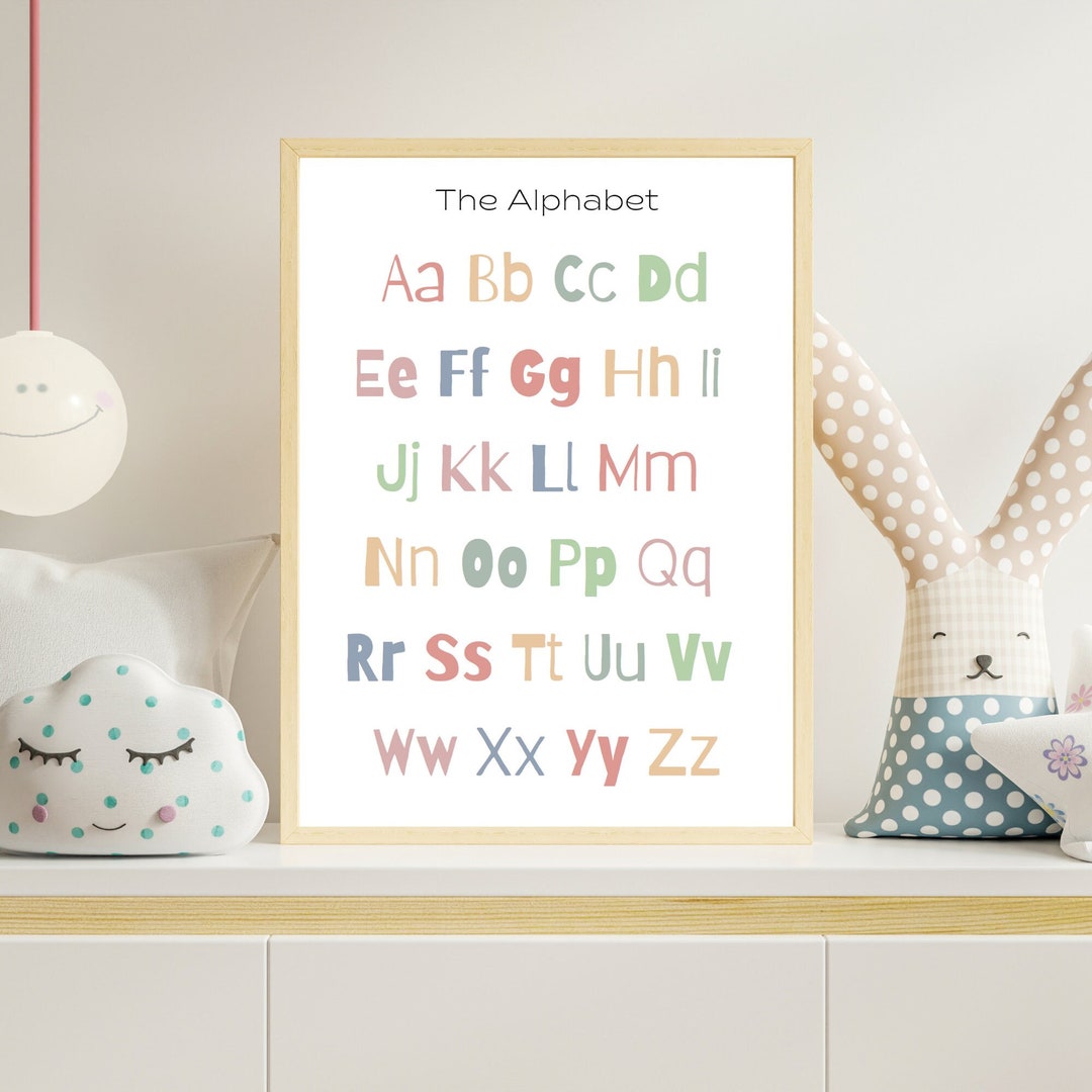 The Alphabet Wall Art, Rainbow Nursery Print, Educational Learning ...