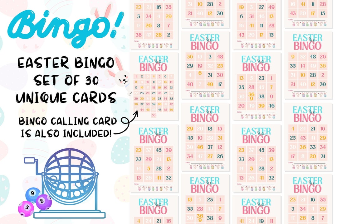 Childrens Easter Bingo Pack, Set of 30 Unique Cards, Children's Easter ...