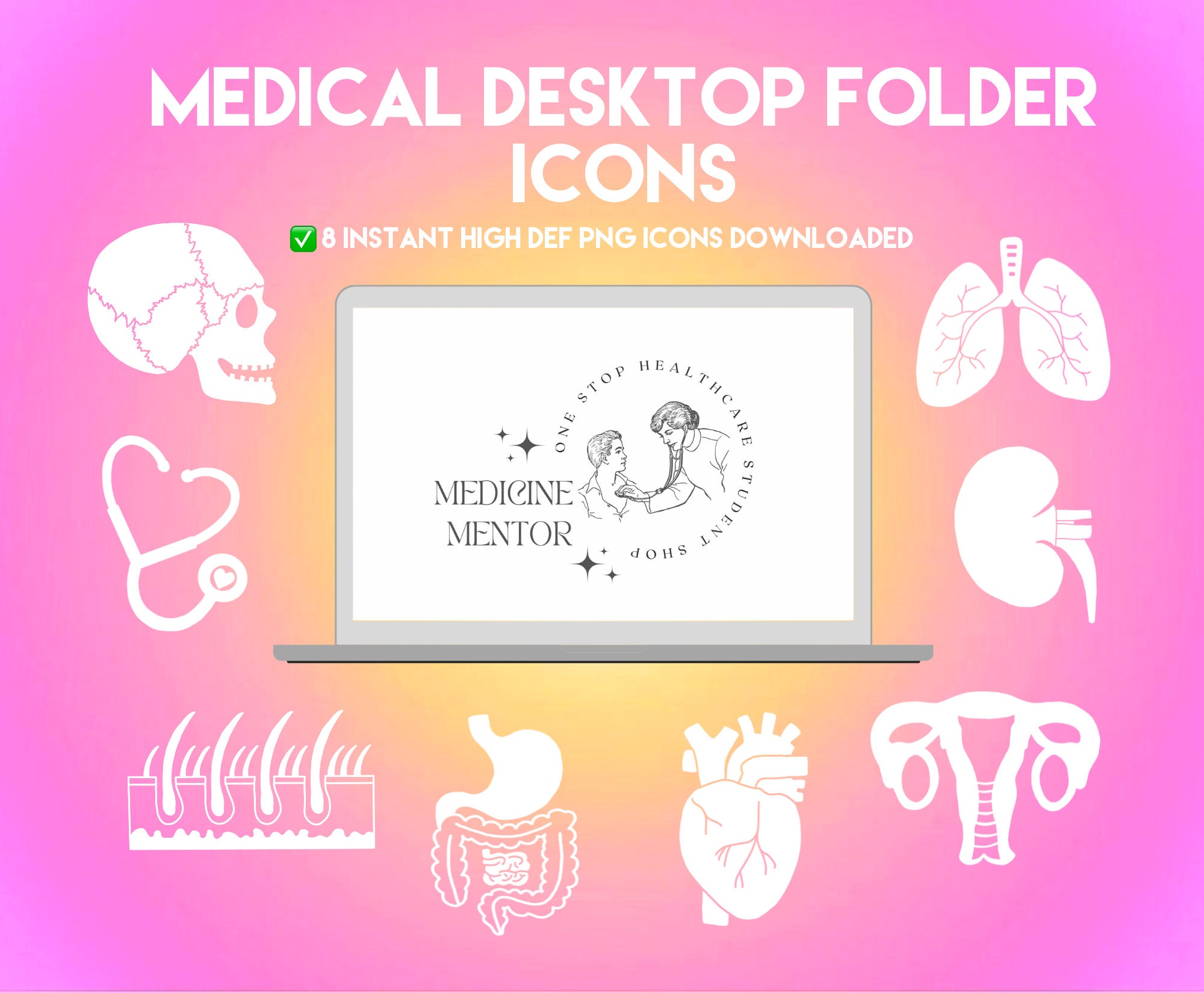 8 Medical Desktop Folder Icons, Desktop Icons, Medical, Instant ...