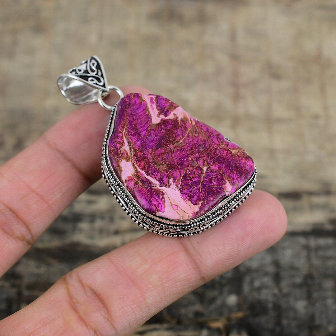 Purple Sea Sediment Pendant Purple Sea Sediment Gemstone Handcrafted ...