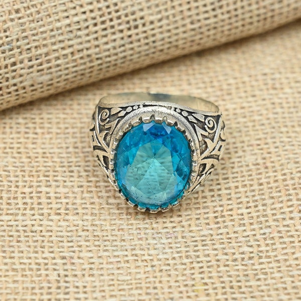 Mens Blue Gemstone Ring - Etsy UK