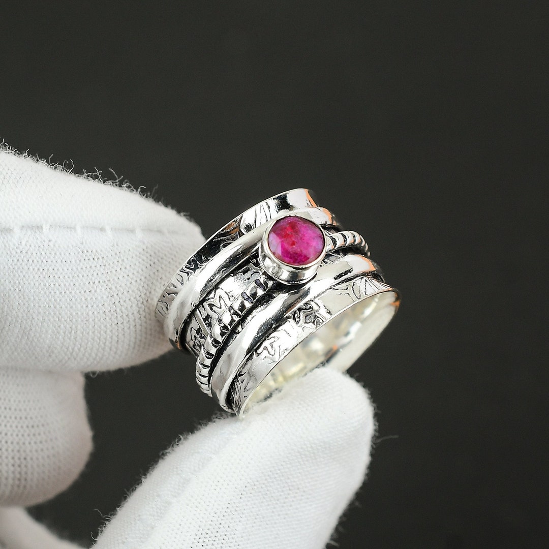 Red Ruby Silver Ring, 925 Sterling Silver Ring, Handmade Ruby Silver ...