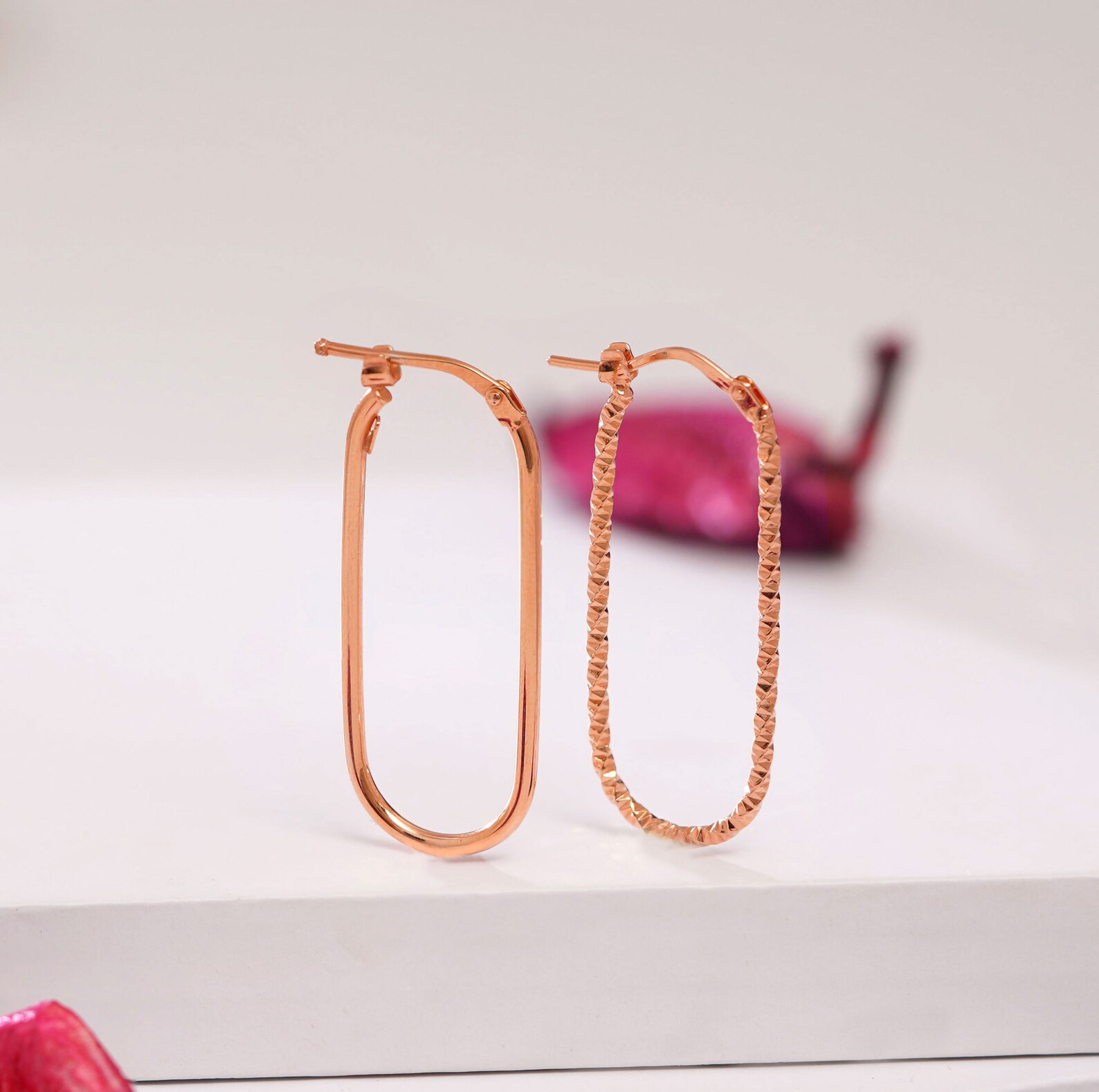 14k Solid Gold Earrings / Elips Earrings / Circle Earrings / Oval ...