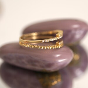 14K / Unique Diamond Ring / Stacked Diamond Rings / Double Diamond Band ...