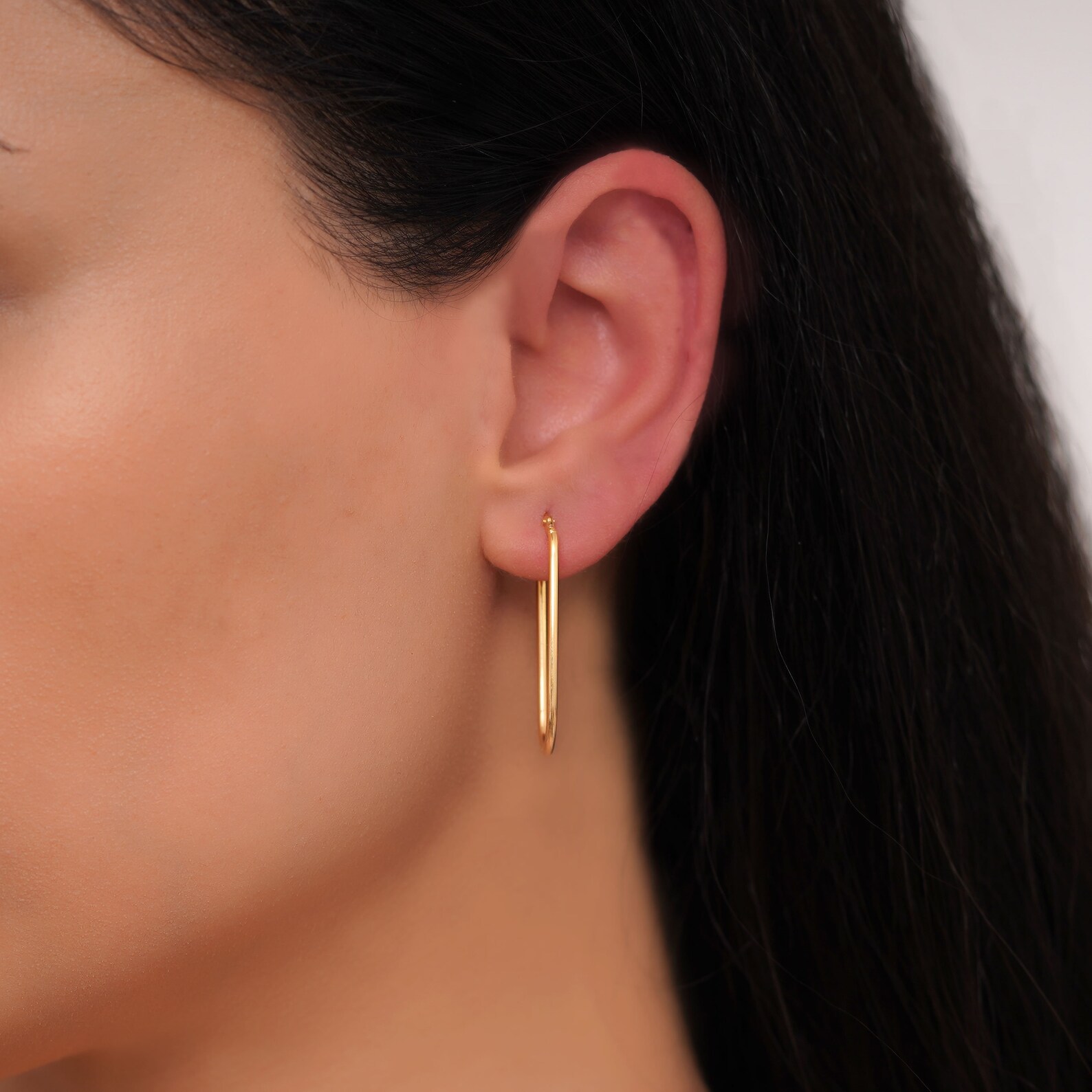 14k Solid Gold Earrings / Elips Earrings / Circle Earrings / Oval ...