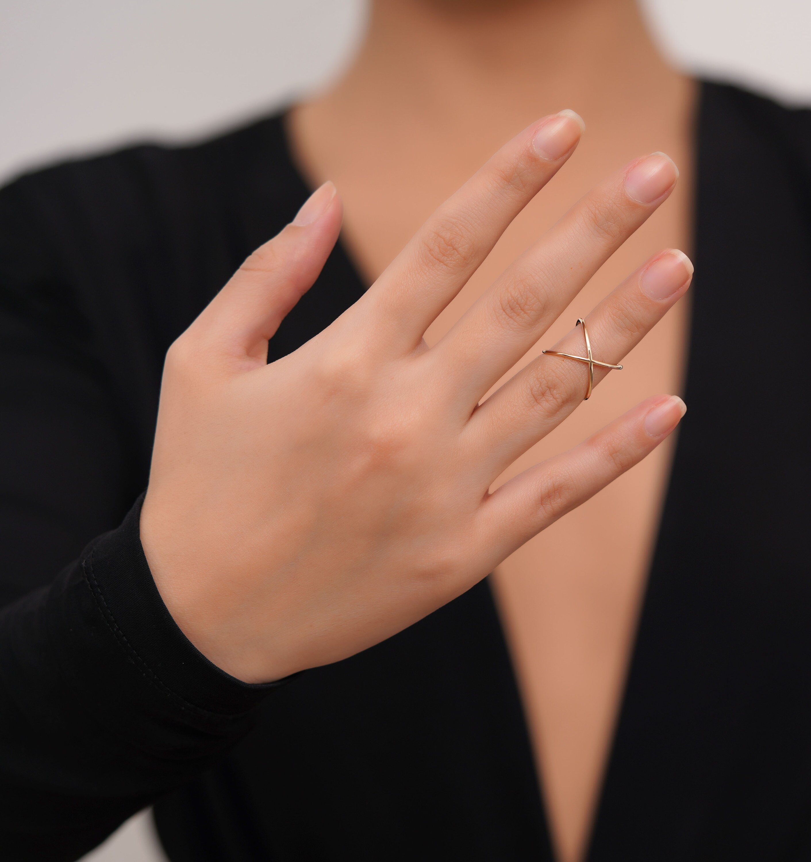 Solid 14K Gold Criss Cross Ring: Open X Ring - Etsy