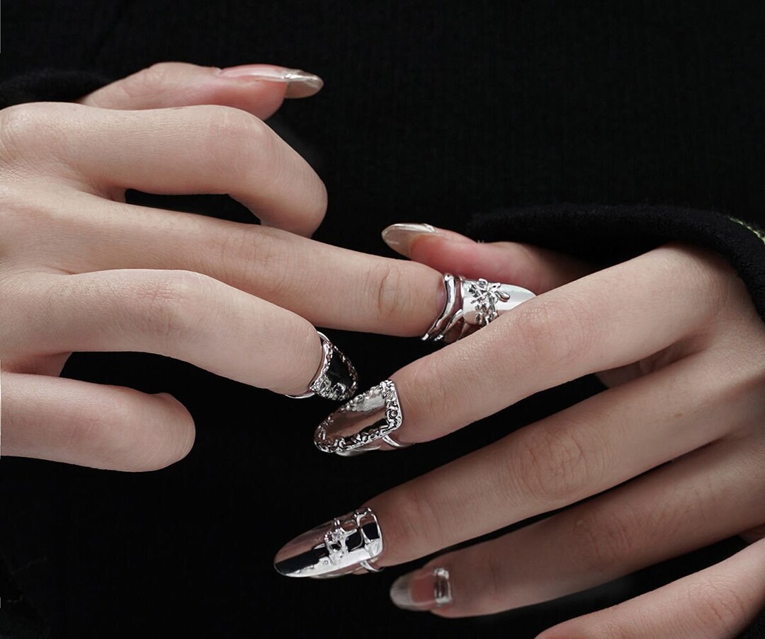Fingernail Ring, Fingertip Nail Ring Set, Armor Rings, Nail Armor ...