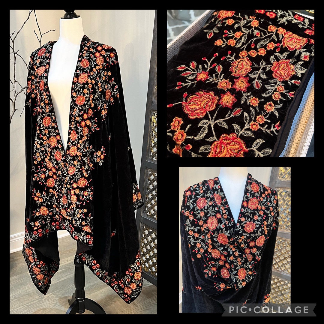 Orange Garden Velvet Shawl - Etsy