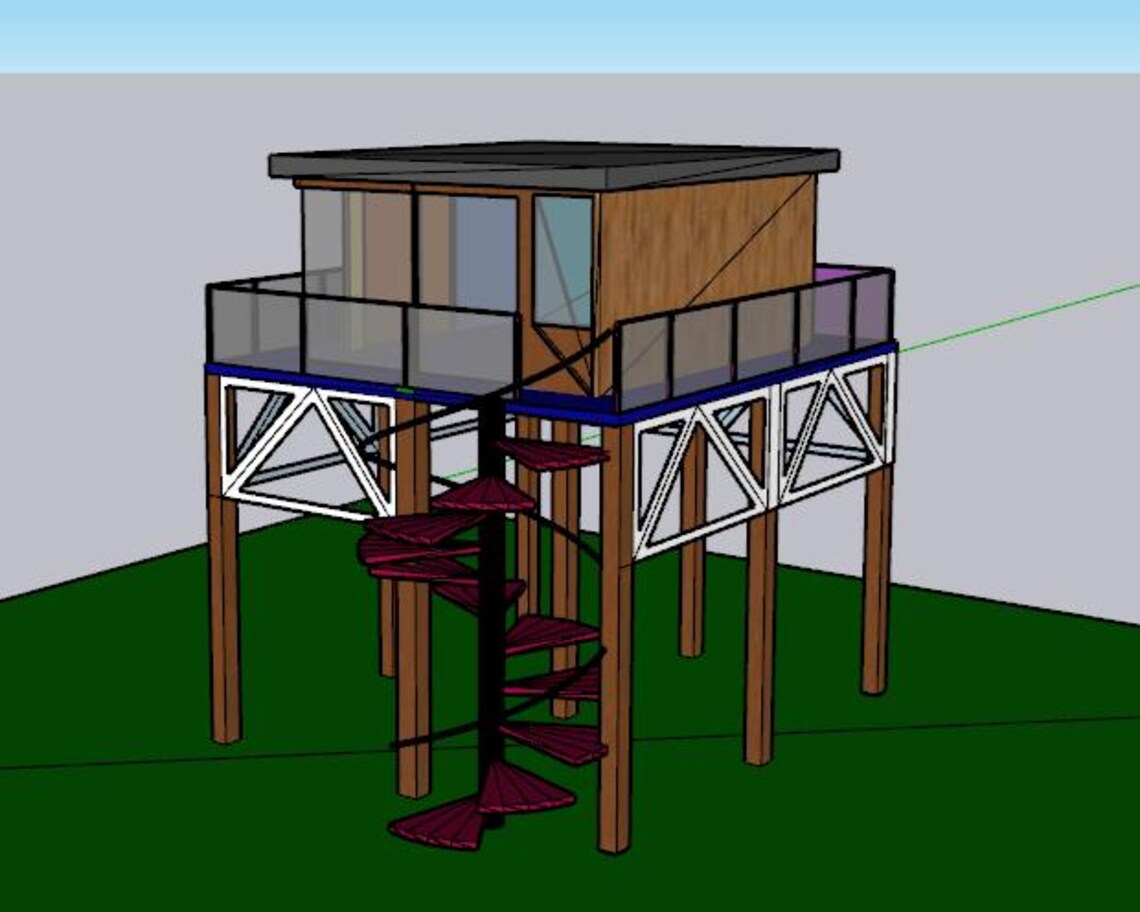 Modern Elevated Treehouse – Glass, Steel - Wood | 60 M2 With Spiral ...