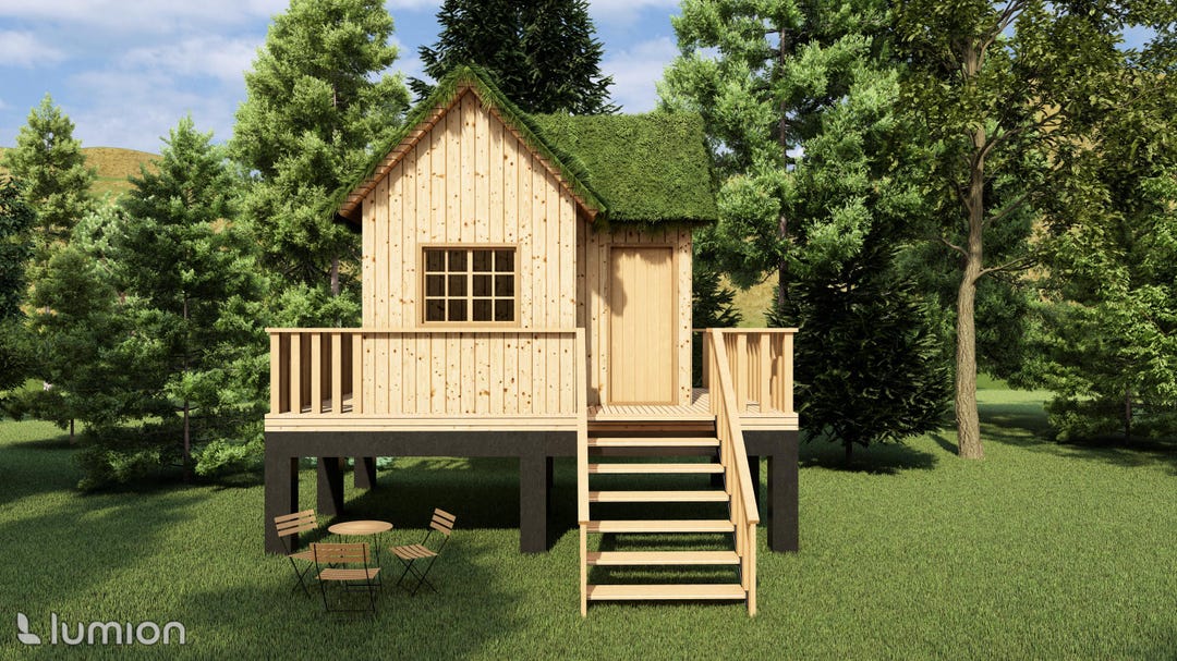 Simple Treehouse Model – Cozy, Nostalgic Cabin With Front Terrace - Etsy