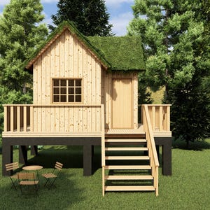 Simple Treehouse Model – Cozy, Nostalgic Cabin With Front Terrace - Etsy