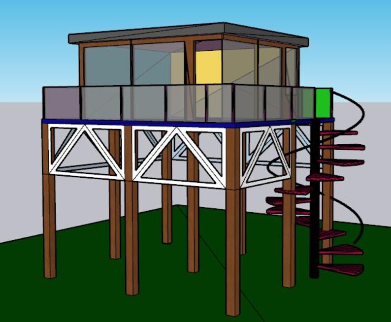 Modern Elevated Treehouse – Glass, Steel - Wood | 60 M2 With Spiral ...