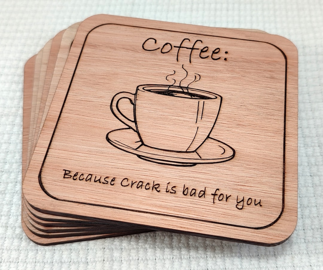 Laser Engraved Coffee Themed Coasters - Etsy