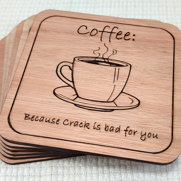 Laser Engraved Coffee Themed Coasters - Etsy