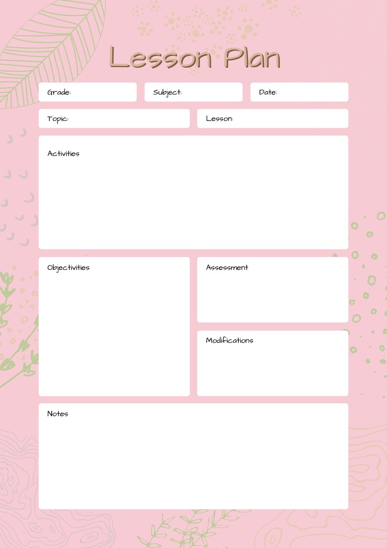 BUNDLE of Five Lesson Plan Pintables, Weekly and Monthly Lesson Plan ...