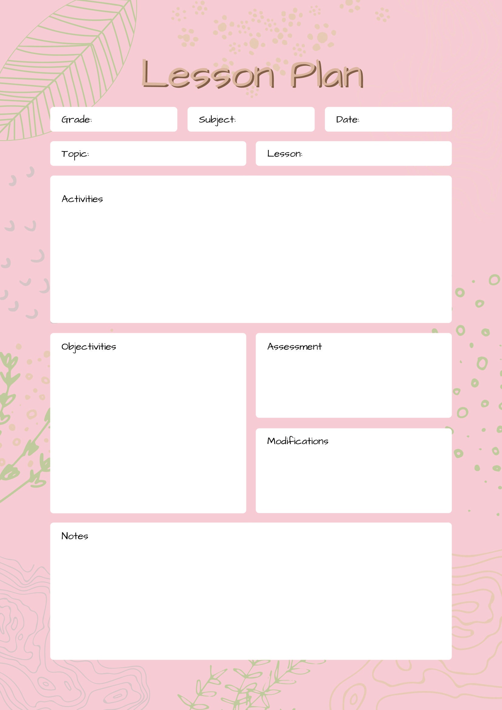 BUNDLE of Five Lesson Plan Pintables, Weekly and Monthly Lesson Plan ...