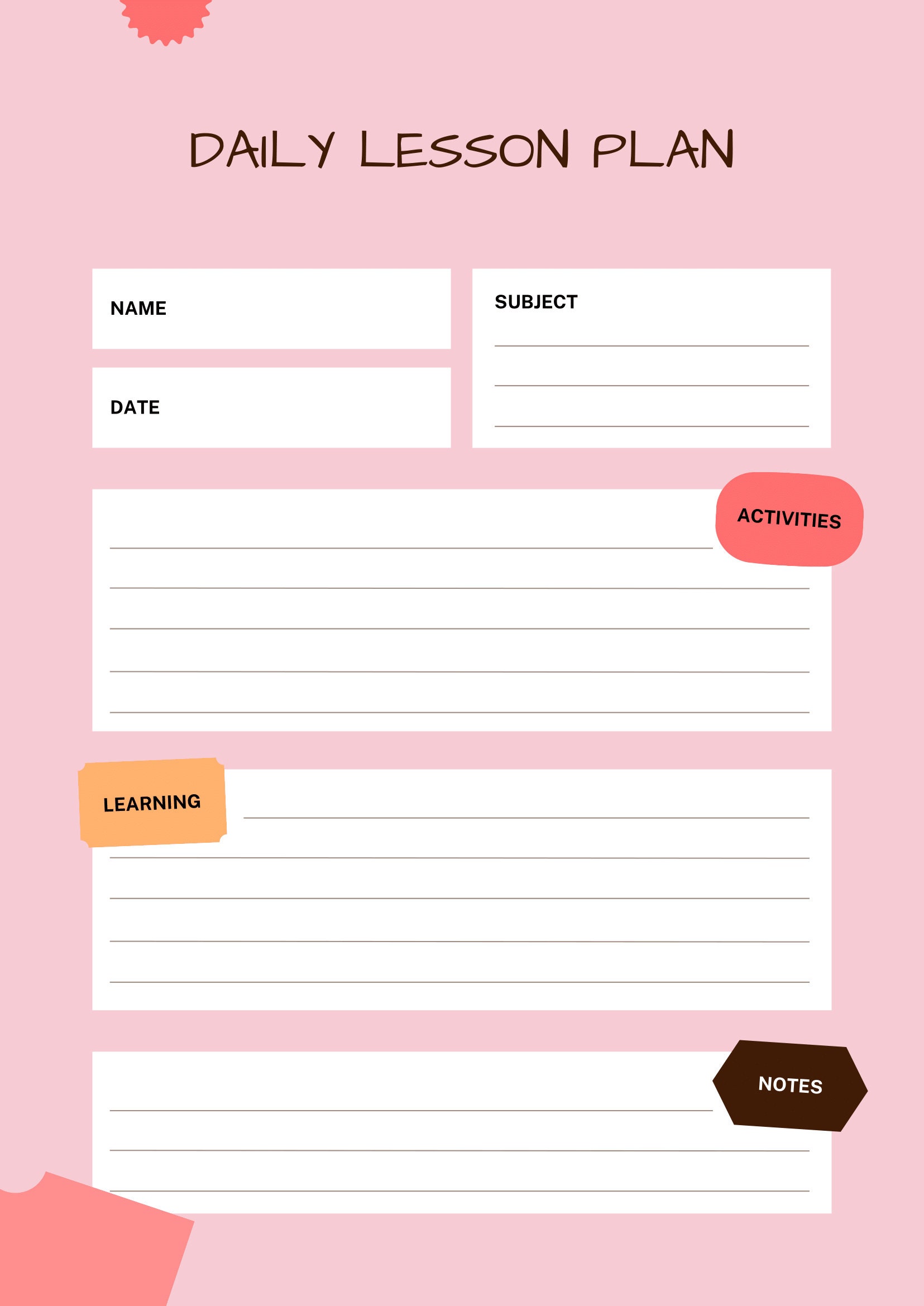 BUNDLE of Five Lesson Plan Pintables, Weekly and Monthly Lesson Plan ...