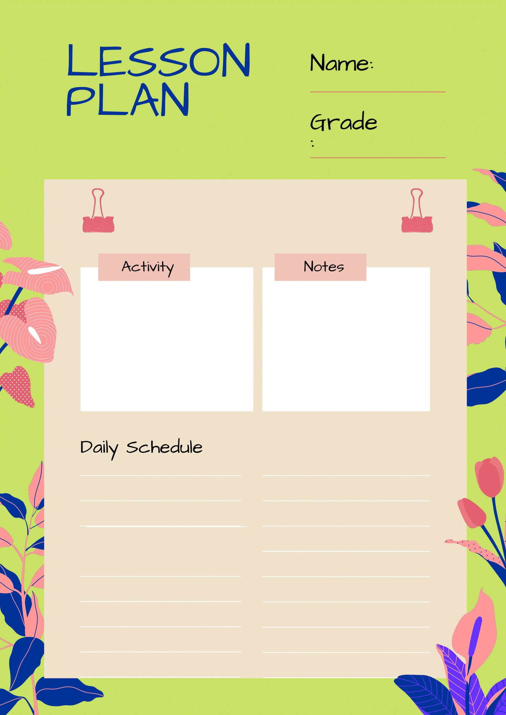 BUNDLE of Five Lesson Plan Pintables, Weekly and Monthly Lesson Plan ...