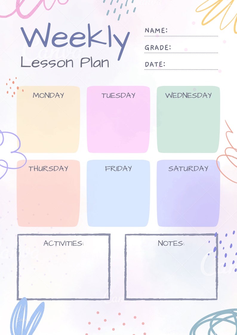 BUNDLE of Five Lesson Plan Pintables, Weekly and Monthly Lesson Plan ...