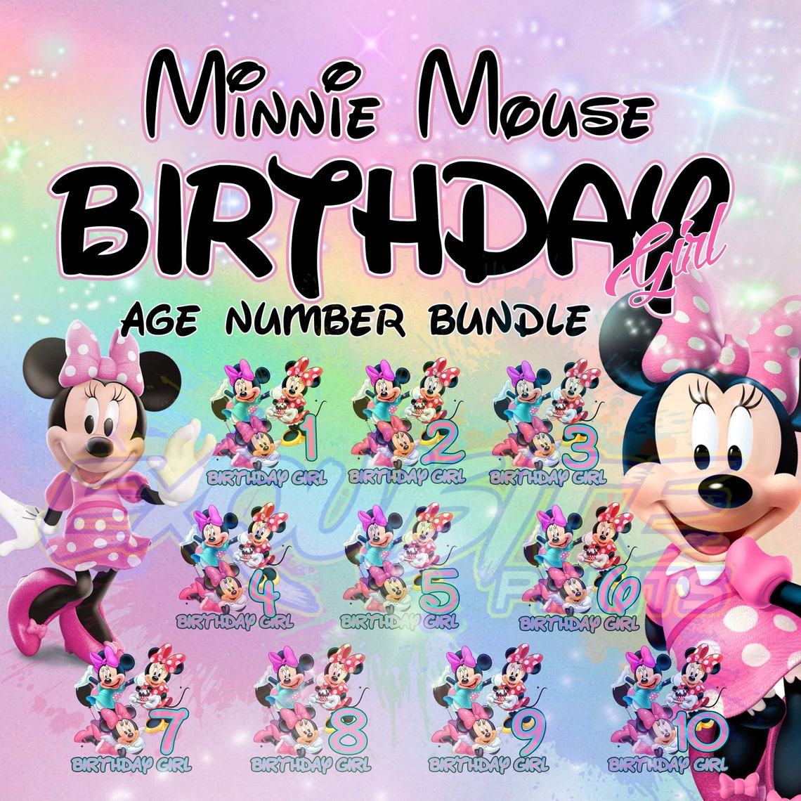 Minnie Mouse Birthday Girl Number Bundle - Etsy
