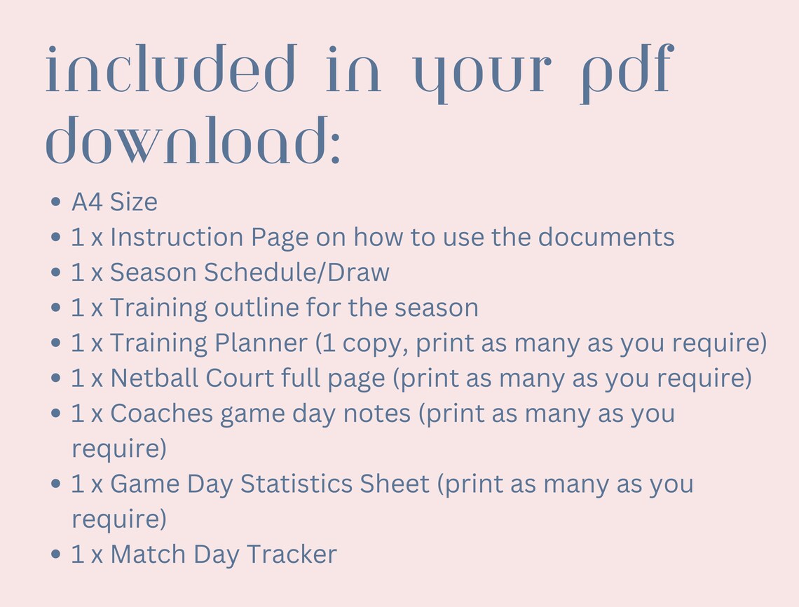 NETBALL COACHING PACK - Downloadable A4 Template - Etsy Australia
